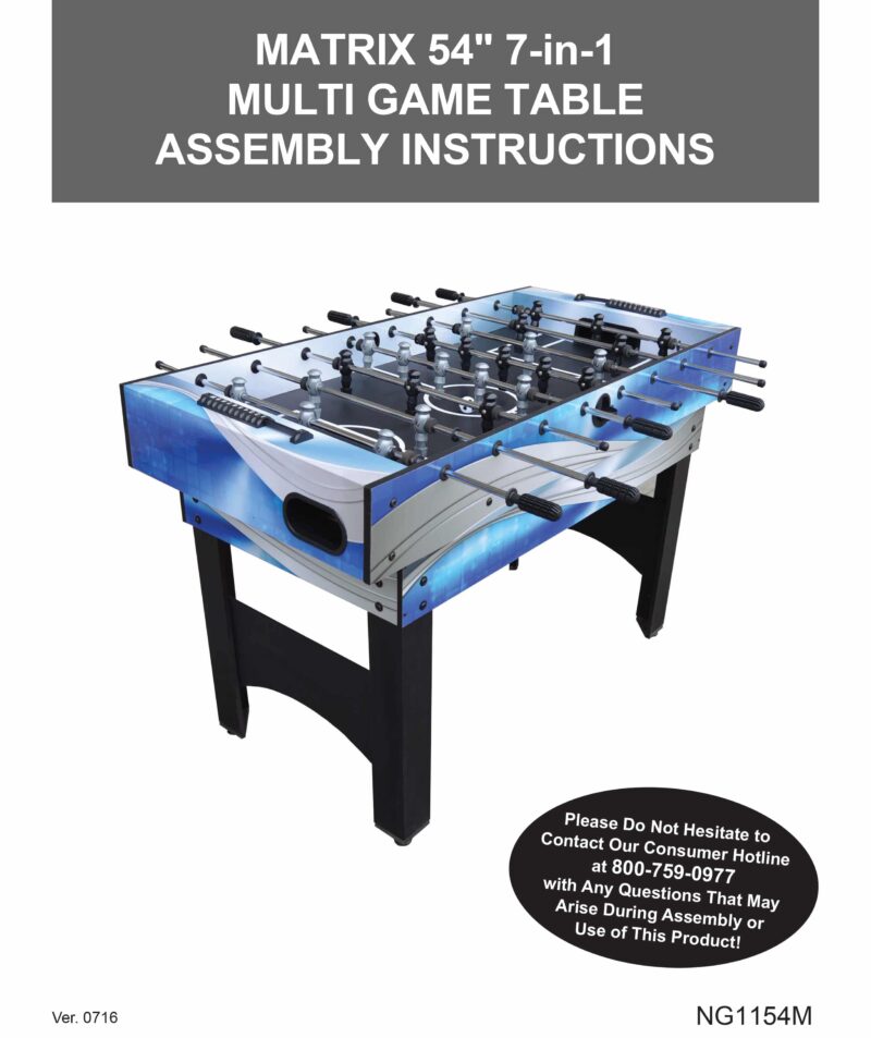 Matrix 54-Inch Multi-Game 7-in-1 Table - Pool Warehouse