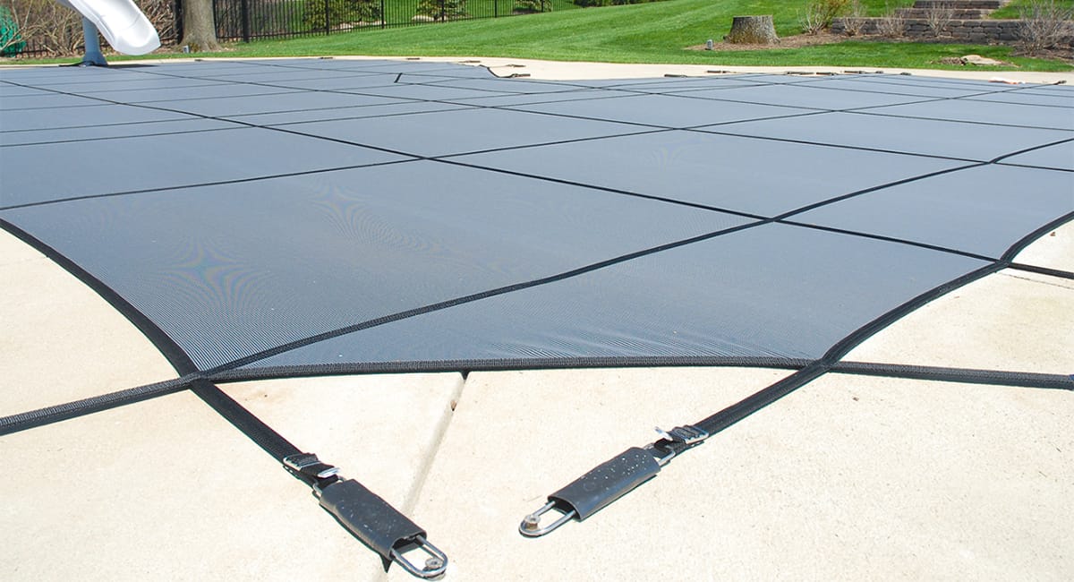 20 x 40 Green GLI Safety Mesh Pool Cover With Center Step – Best Pool ...