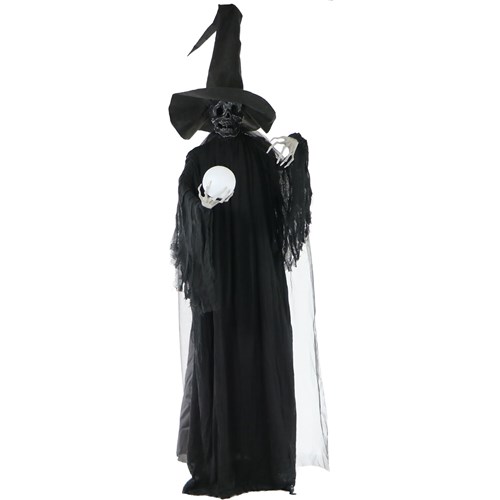 Haunted Hill Farm 90" Standing Witch with Colorful Crystal Ball