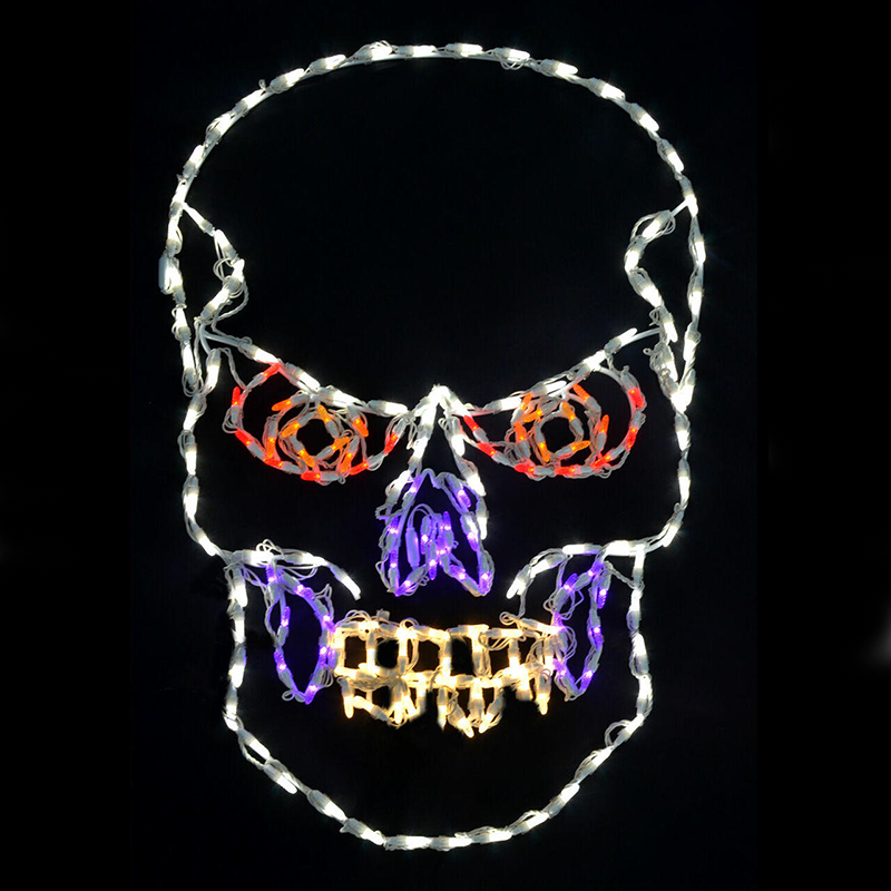 Haunted Hill Farm FFHELED036-SKL0-WHT LED Scary Skull