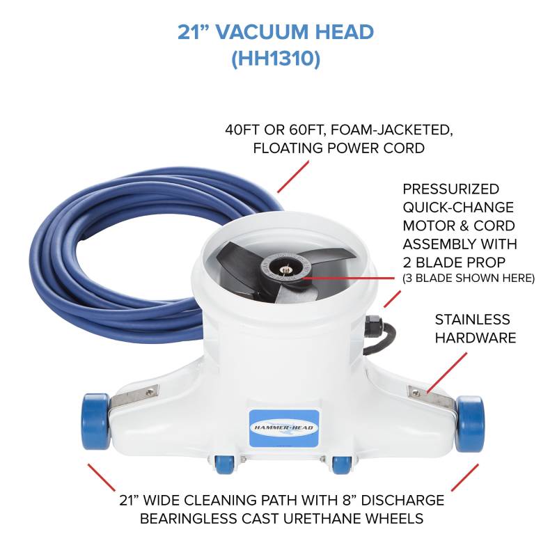 Hammerhead 21" Portable Vacuum with 60' Cord and Charger