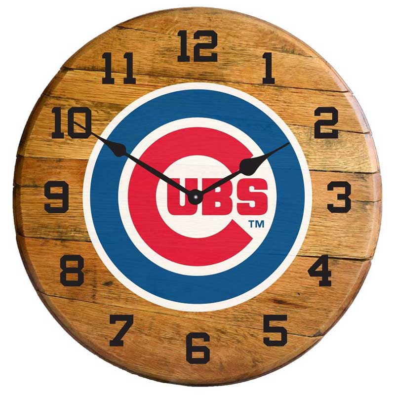 Imperial Chicago Cubs Oak Barrel Clock