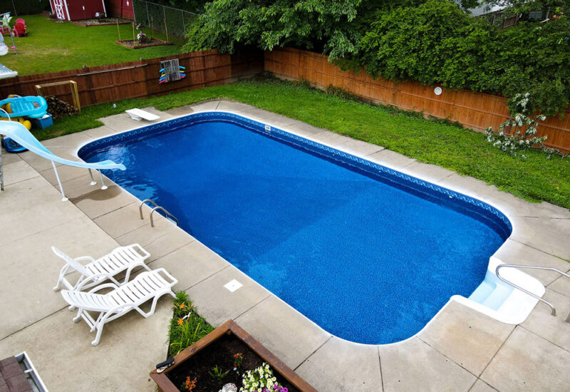 Cayman w Mystic Light Blue Inground Pool Liner