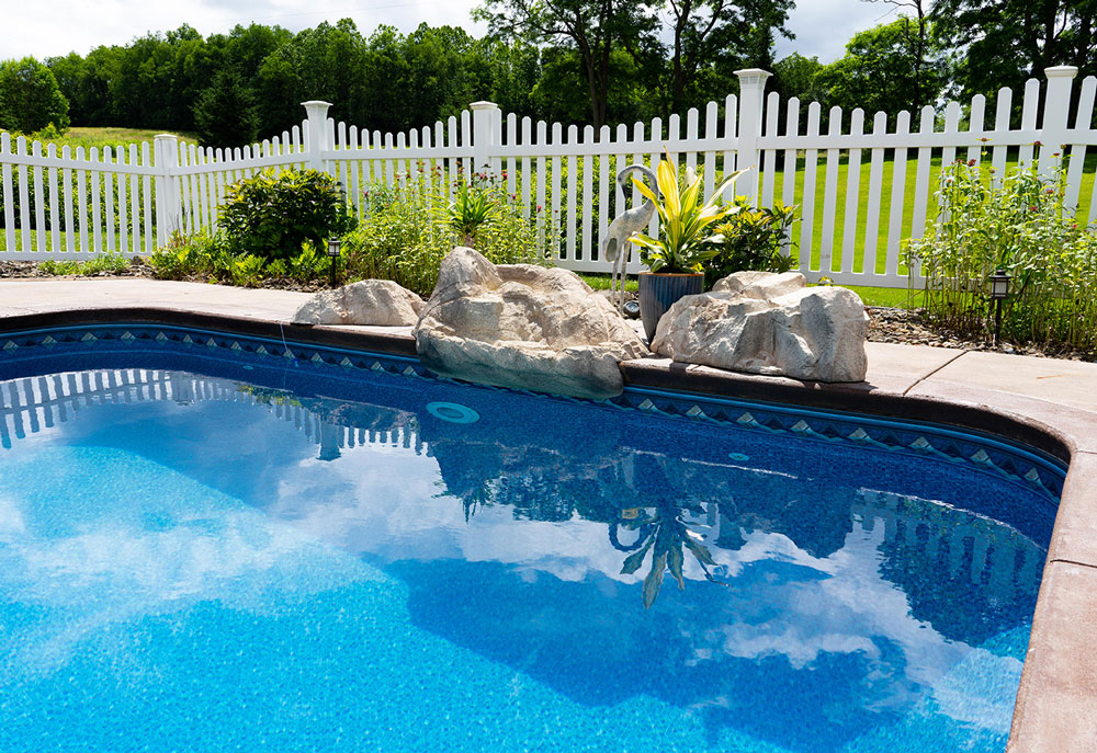 Mountain Top with Light Blue Mosaic Inground Pool Liner