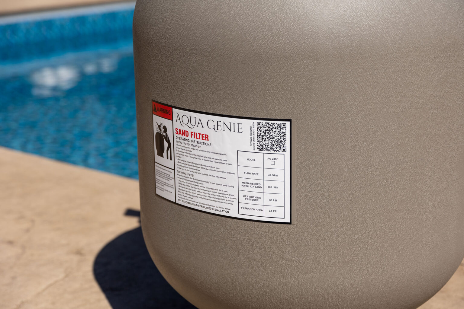 Aqua Genie 24" Sand Filter w/ 2" 6-way Valve - Pool Warehouse